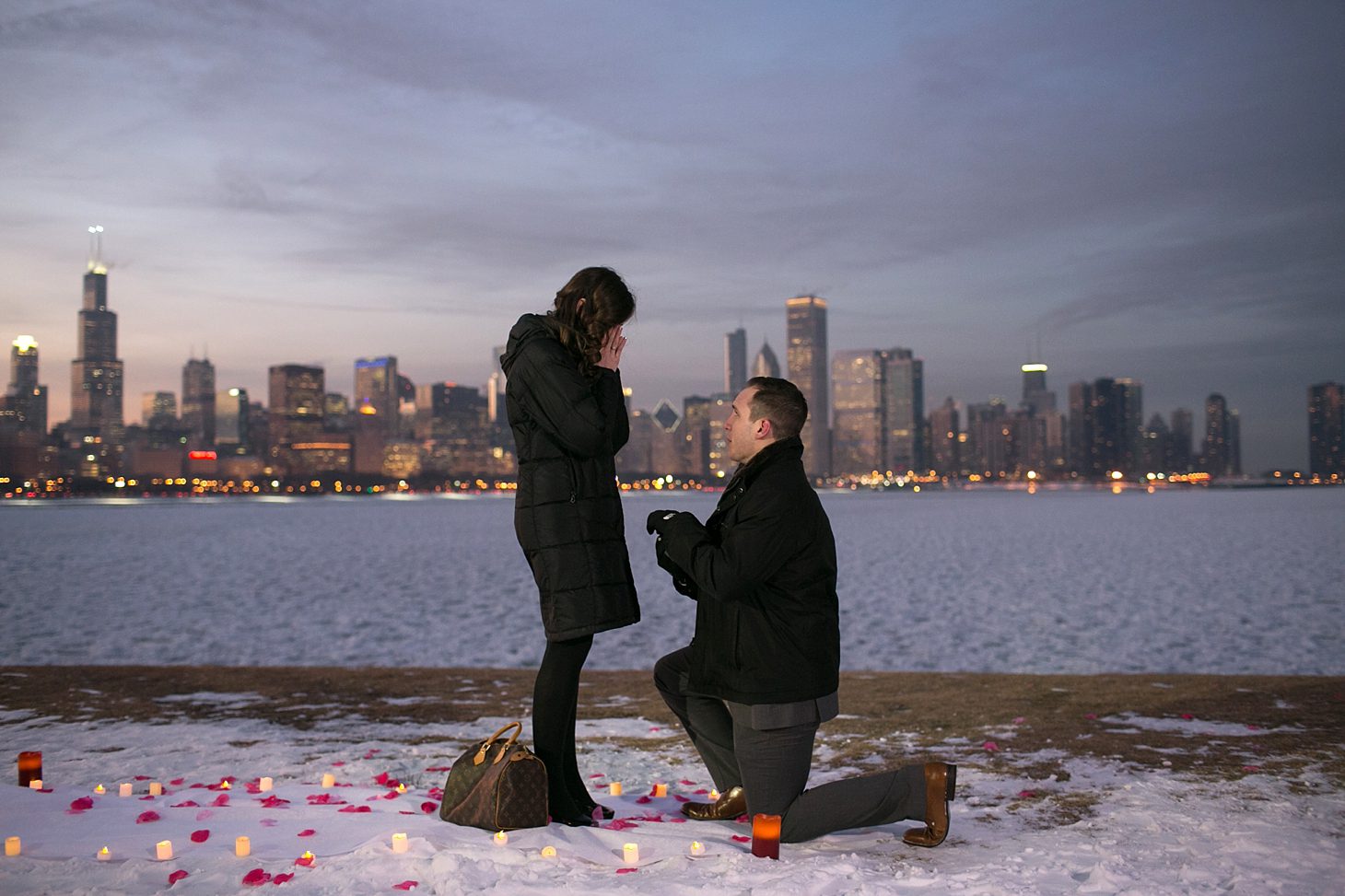 Kevin + Ashley ~ Chicago Proposal Photography ~ Romantic Skyline ...